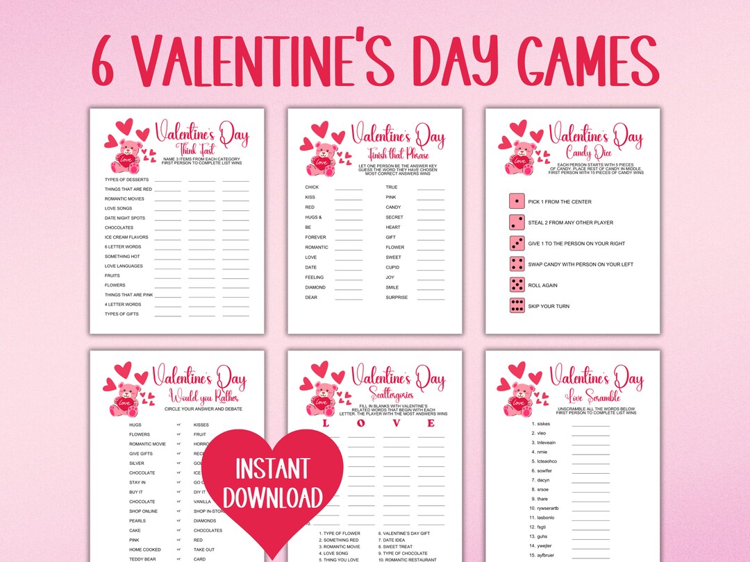 Valentines Day Game Bundle, Valentines Party Games, Valentines Day ...