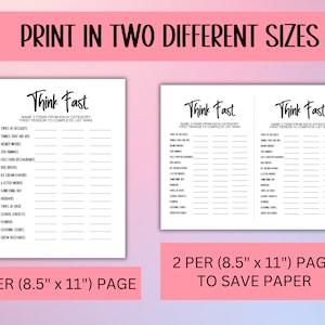 Think Fast Trivia Game, Birthday Party Game, Adult Party Game, Teen ...