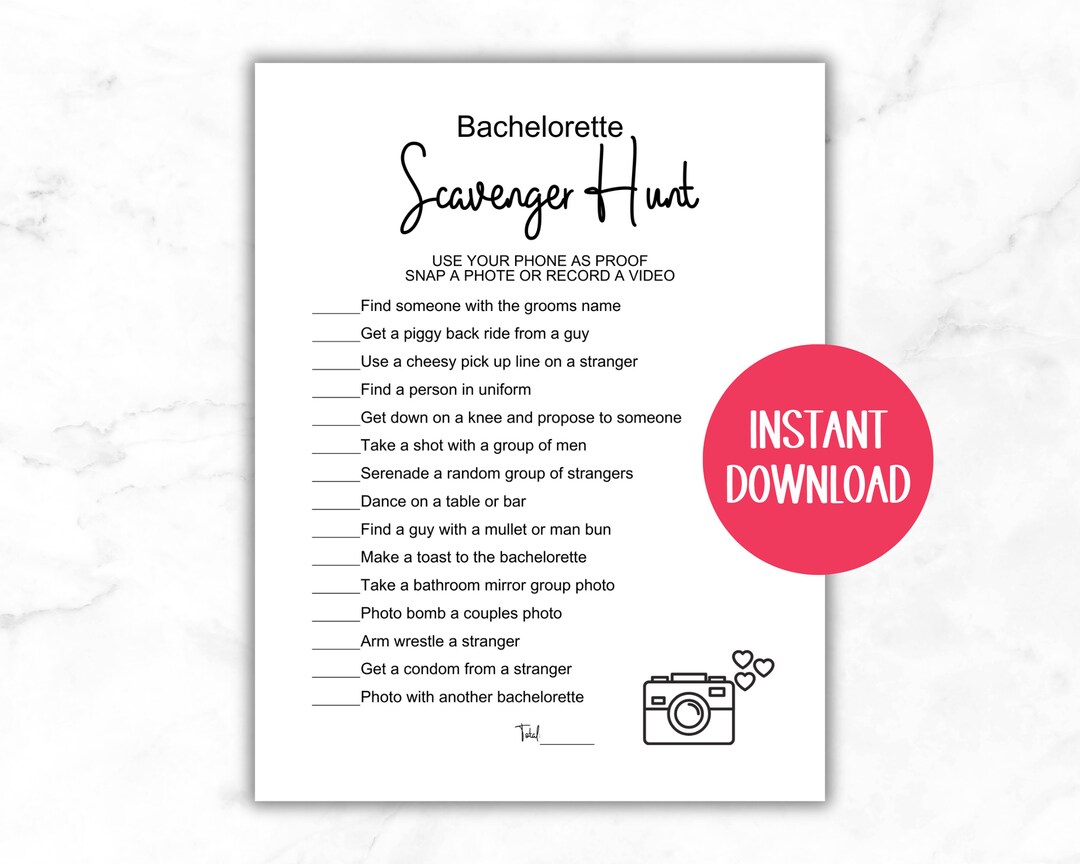 Bachelorette Scavenger Hunt, Photo Scavenger Hunt, Bachelorette Party ...