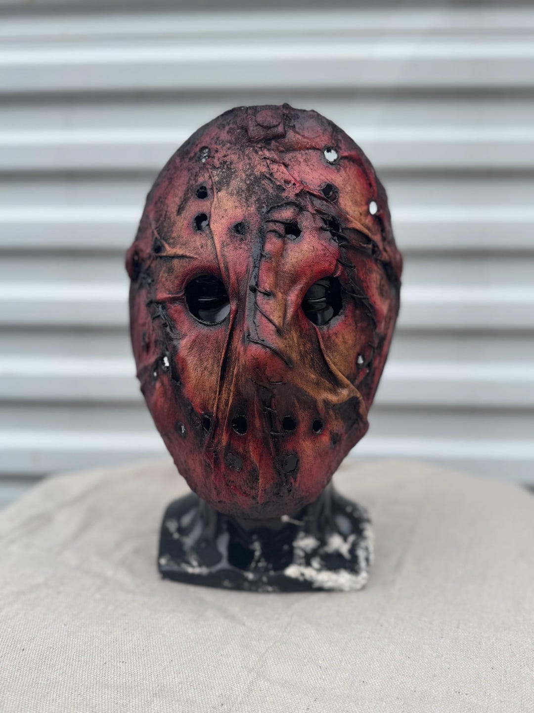 Real Skin Gory Goalie Skin Hockey Mask – Handmade Goat Skin Horror Mask ...