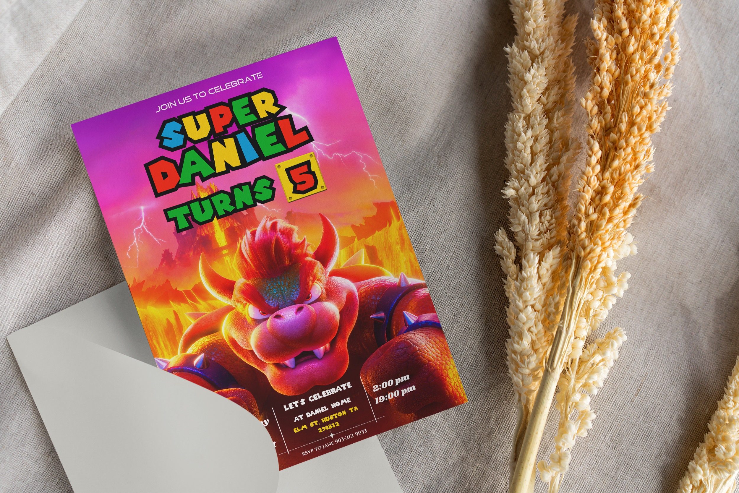 Super Mario Birthday Invitation Birthday Invitation Super Mario ...