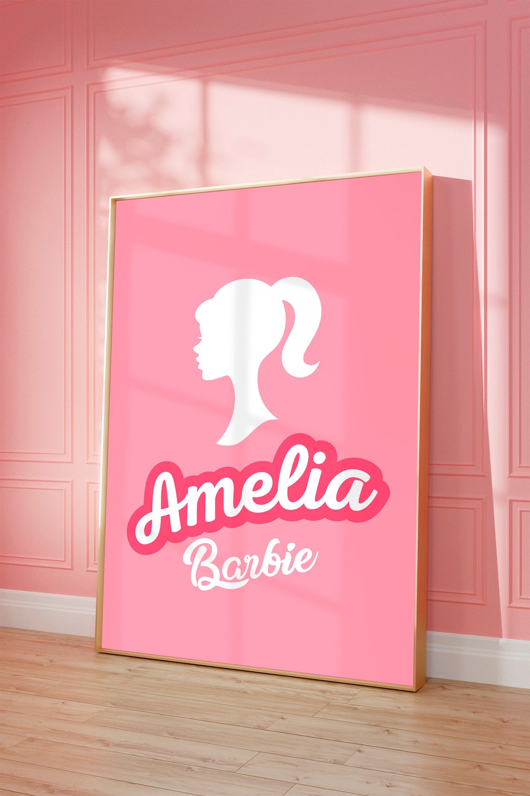 Custom Name Barbie Poster, Retro print, wall art, Vintage retro pink ...