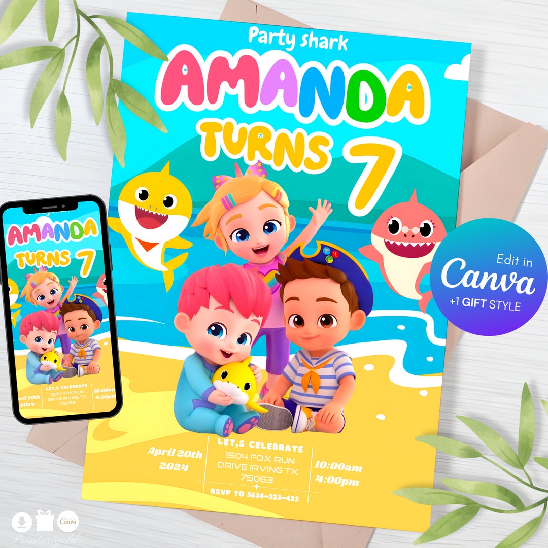 Bebefinn Invitation, Baby Shark Invitation, Bebefinn editable, Bebefinn ...