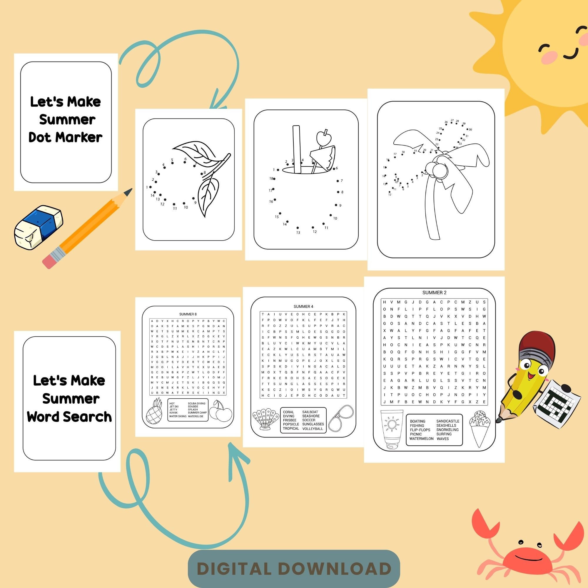Summer Kids Activities, Summer Camp Activity, Printable Activity Bundle ...