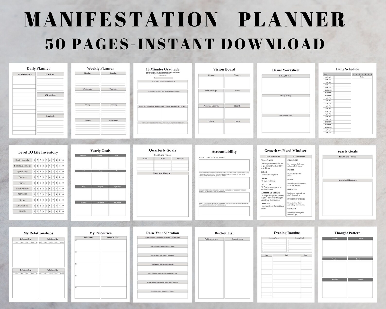 Manifestation Planner Printable Dream Journal Digital - Etsy