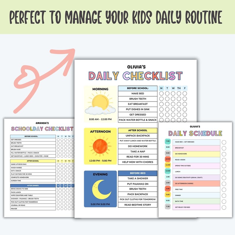 Editable Chore Chart for Multiple Kids Daily Checklist Canva,editable ...