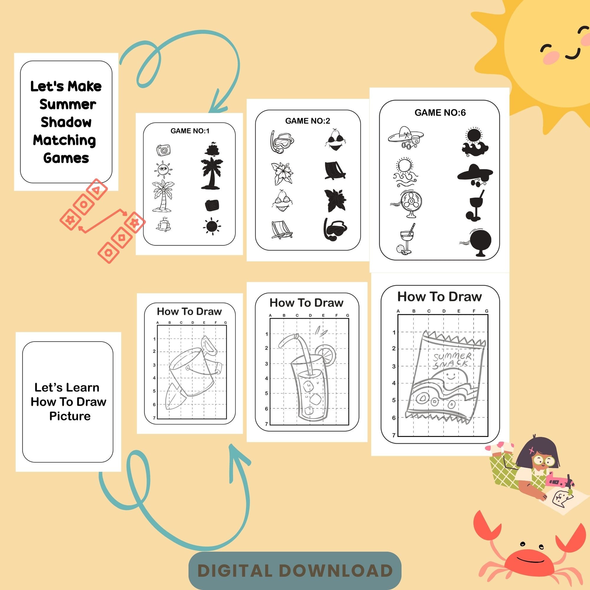 Summer Kids Activities, Summer Camp Activity, Printable Activity Bundle ...