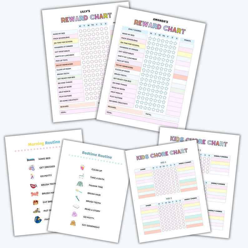Editable Chore Chart for Multiple Kids Daily Checklist Canva,editable ...