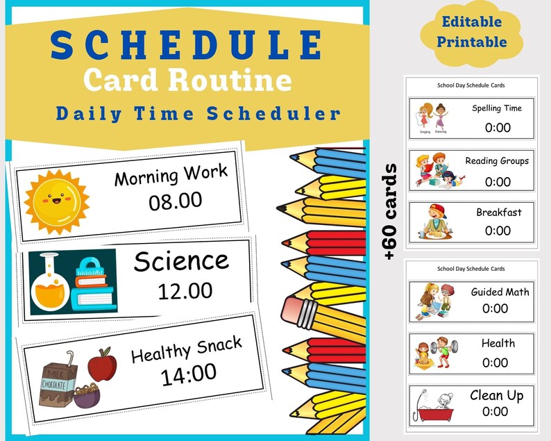 Editable Visual Classroom Schedule Cards,kindergarten Preschool ...