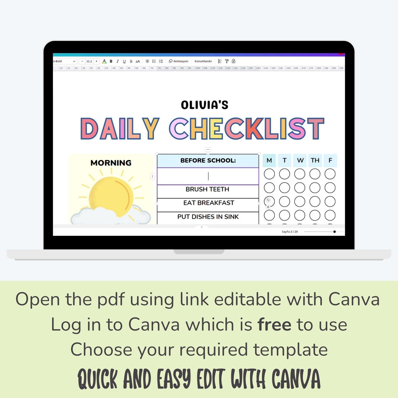 Editable Chore Chart for Multiple Kids Daily Checklist Canva,editable ...