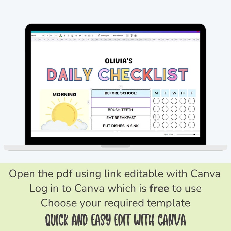 Editable Chore Chart for Multiple Kids Daily Checklist Canva,editable ...
