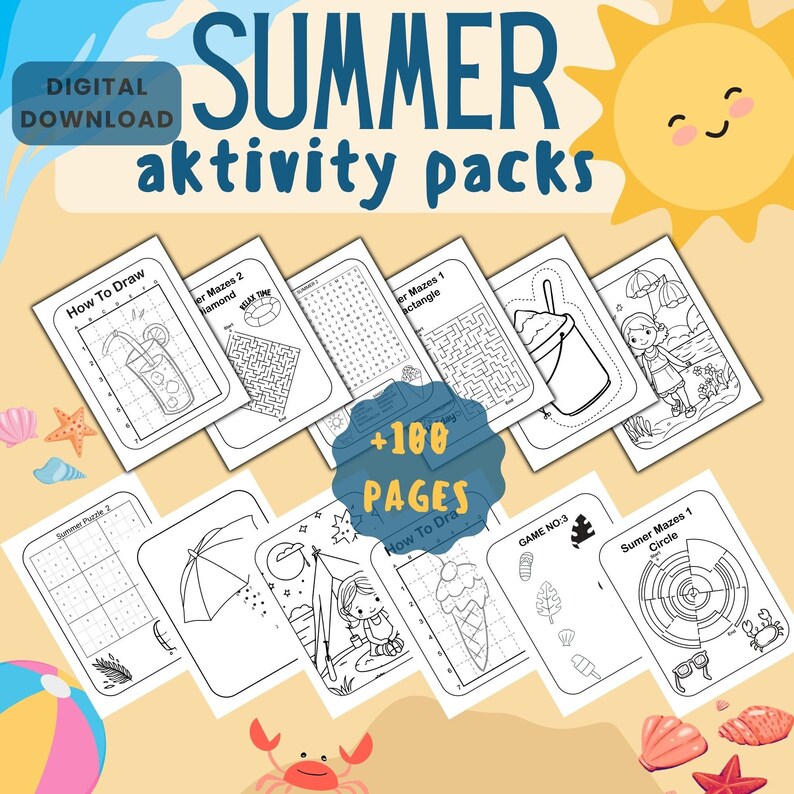 Summer Kids Activities, Summer Camp Activity, Printable Activity Bundle ...