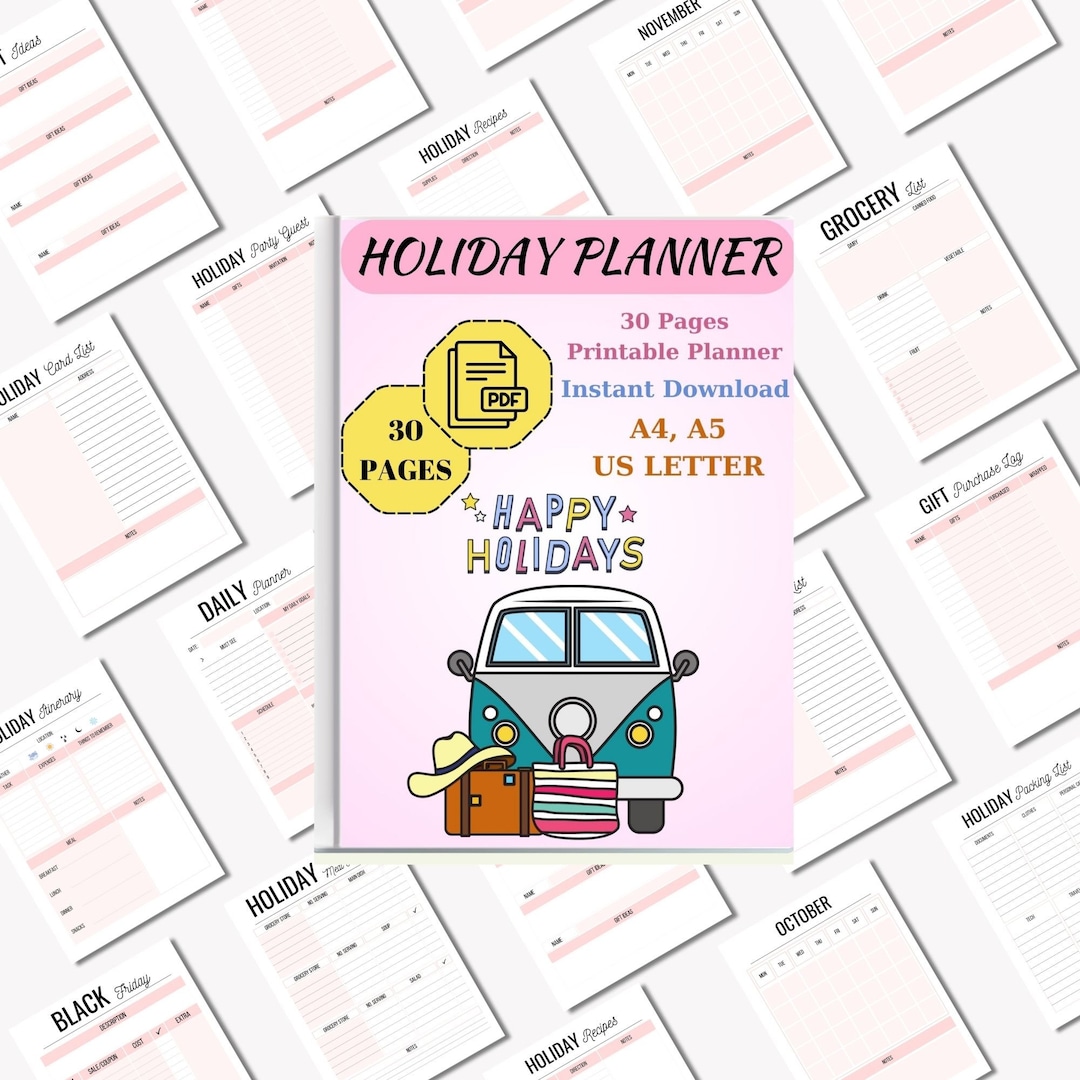 Holiday Planner Printable, Travel Planner, Holiday Shopping List ...