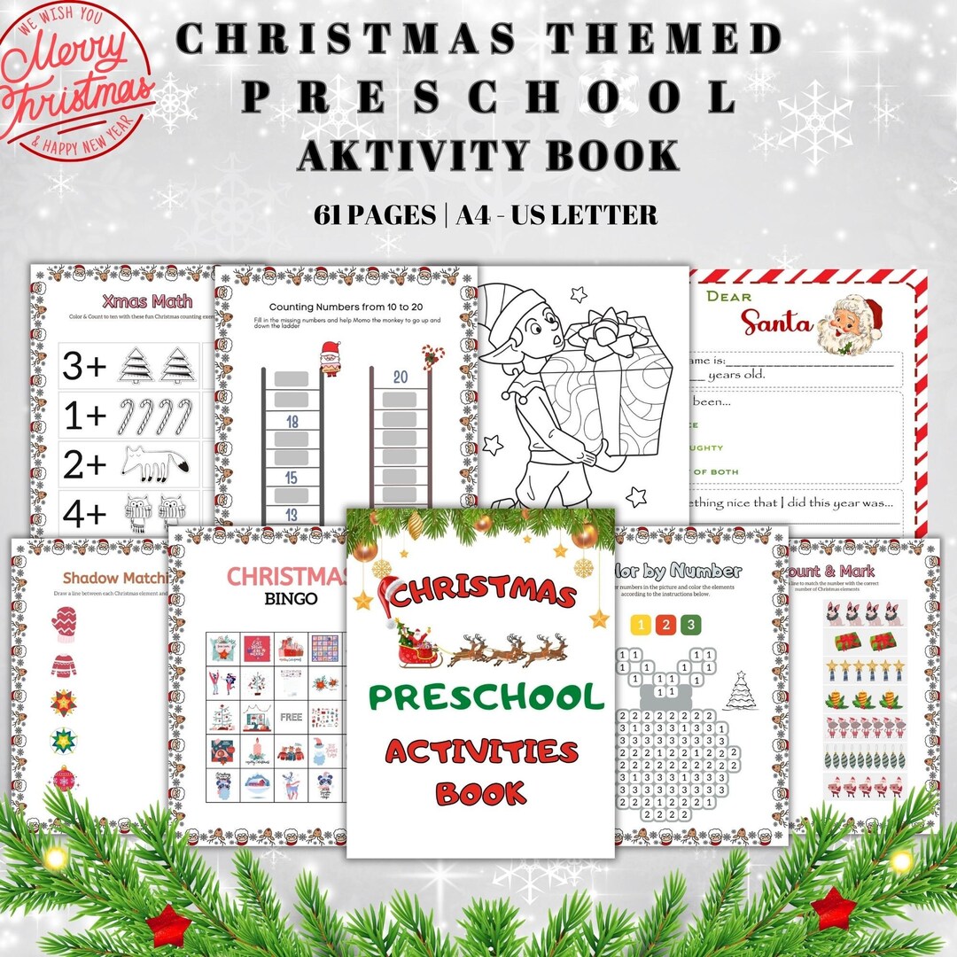 61 Page Download and Print Preschool Christmas Themed Activity Book - Etsy