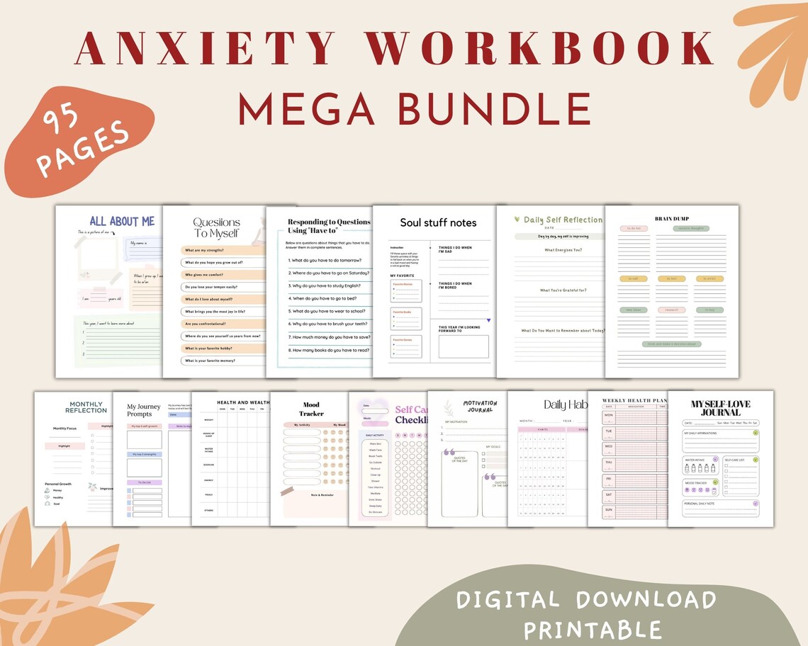 Anxiety Workbook Anxiety Journal Therapy Resources - Etsy