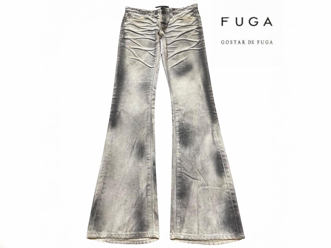 Vintage Japan Fuga Cloudy Faded Wash Smoke Spray Whiskers Style Wide ...