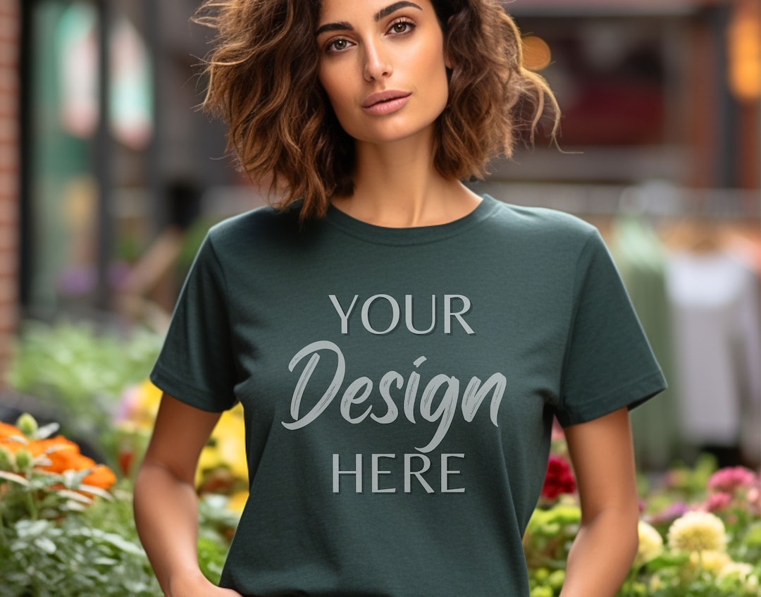 Heather Forest Bella Canvas 3001 Mockup, Lifestyle Bella Canvas Mockup ...