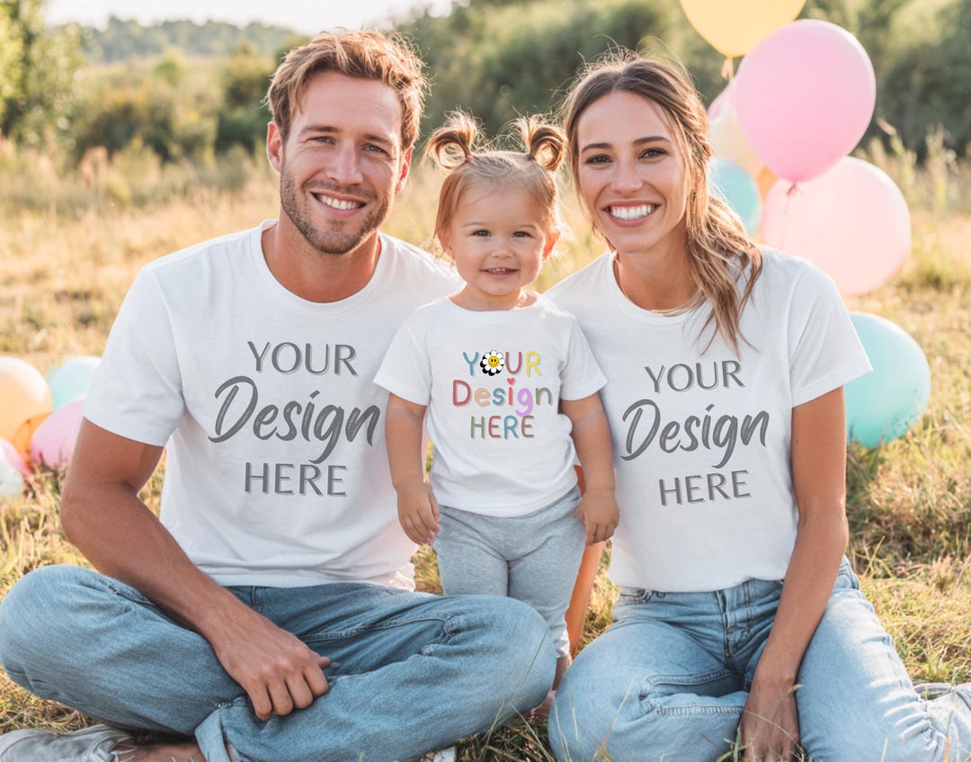 Bella Canvas 3001 Family T-shirt Mockup, White Tee Couple Mock, Bella ...