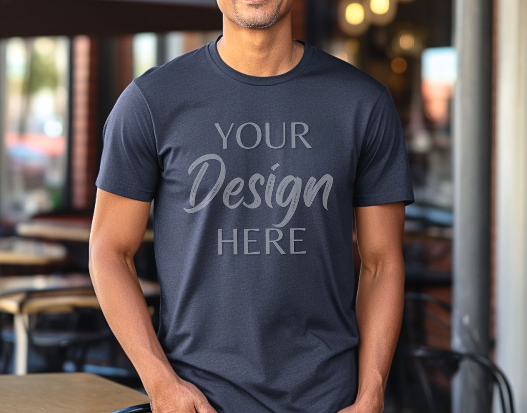 Gildan 64000 Mockup, Dark Heather Tshirt Mockup 64000, Model Mock ...