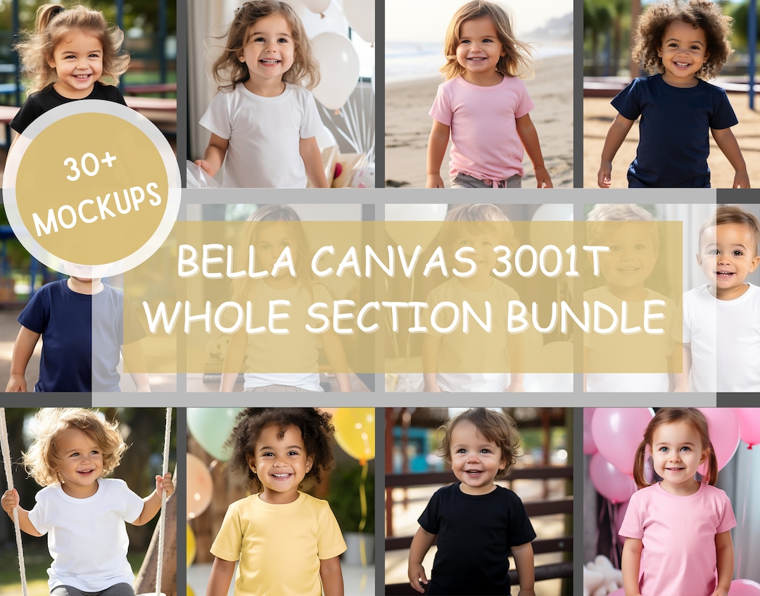 Bella Canvas 3001T Kids Mockup Bundle, 3001T Tshirts Bundle, Childrens 3001T Model Mockups ...