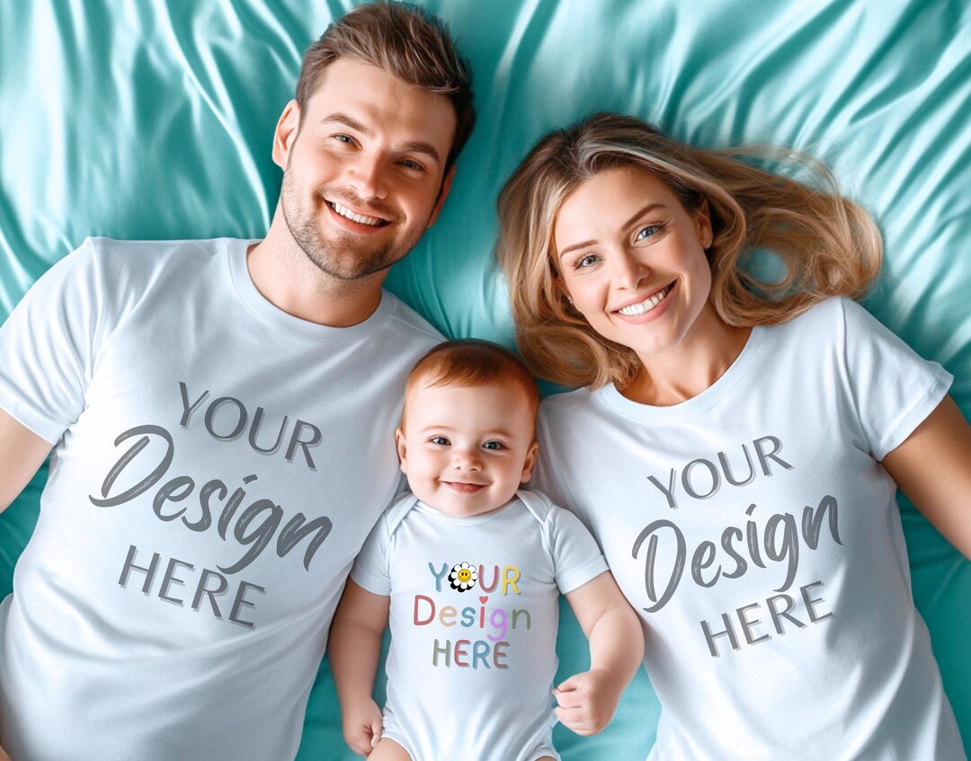 Bella Canvas 3001 Family T-shirt Mockup, White Tee Couple Mock, Bella ...