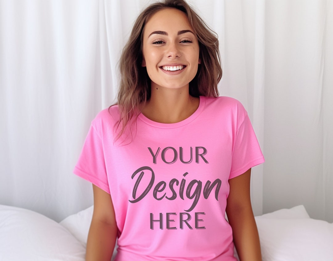 Charity Pink Bella Canvas 3001 Mockup, Bella Canvas Mockup, Pink T ...