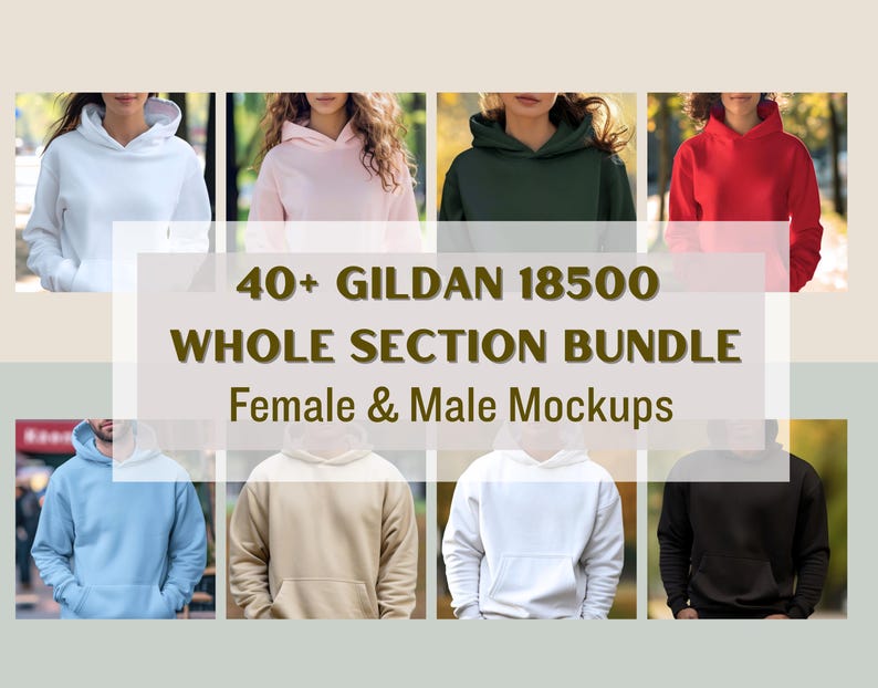 Gildan 18500 Mockup Bundle, 18500 Hoodie Bundle, Gildan Model Mockups ...
