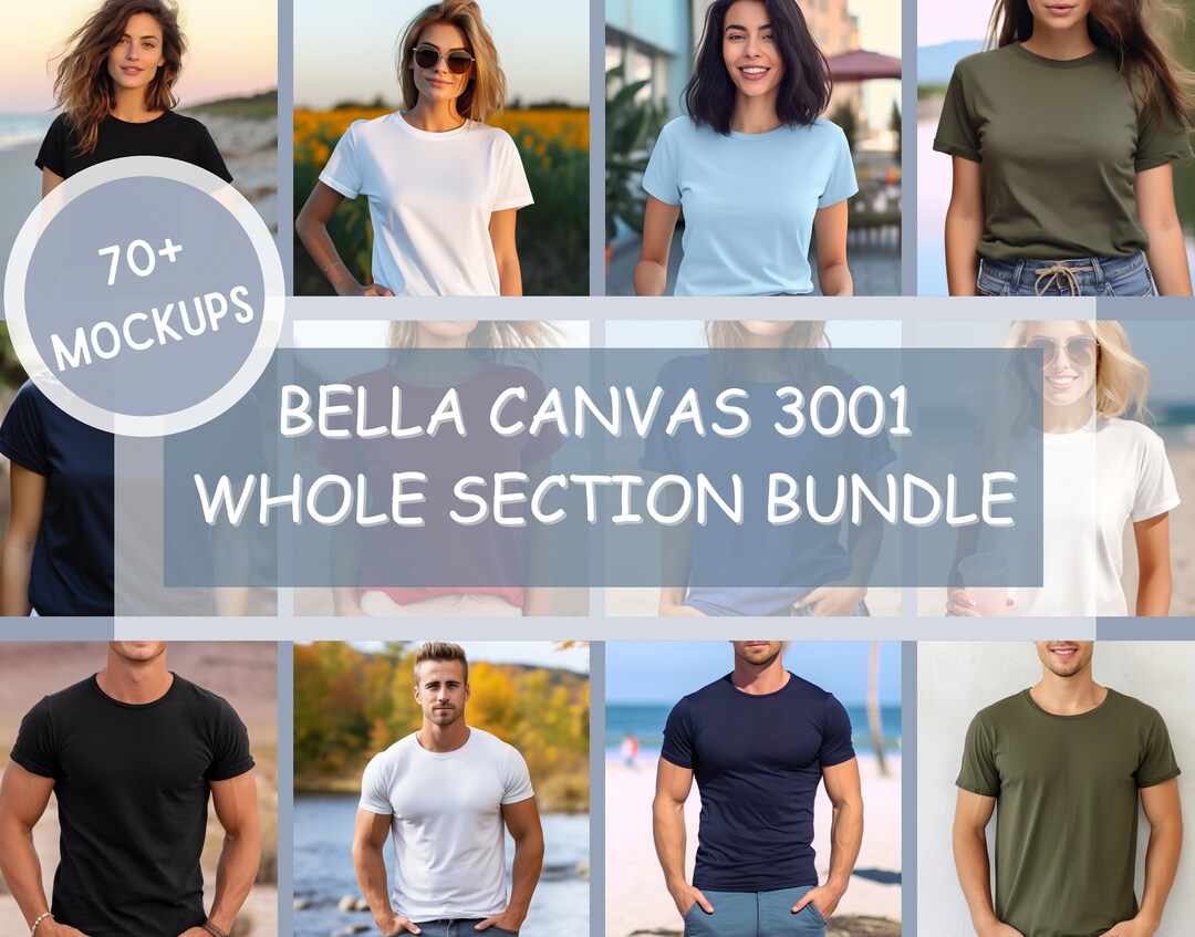 Bella Canvas 3001 Mockup Bundle 3001 Tshirts Bundle Bella - Etsy