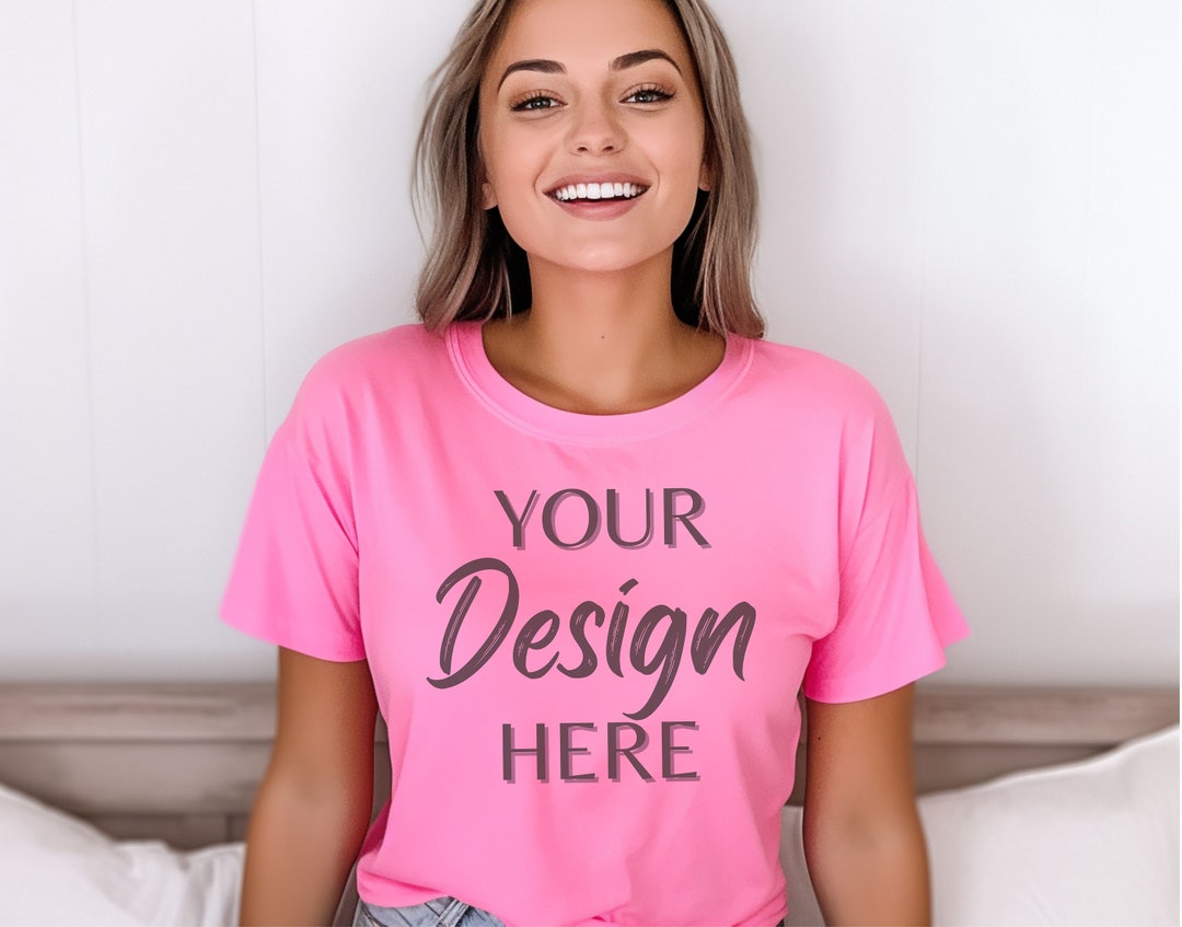 Charity Pink Bella Canvas 3001 Mockup, Bella Canvas Mockup, Pink T ...
