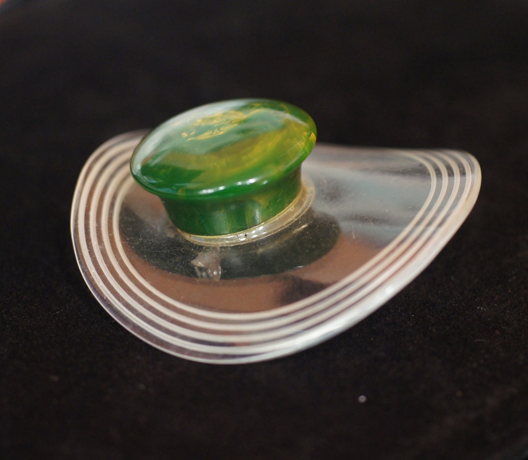 Vintage Bakelite Clear Green Cartwheel Vagabond Hat Brooch Pin - Etsy