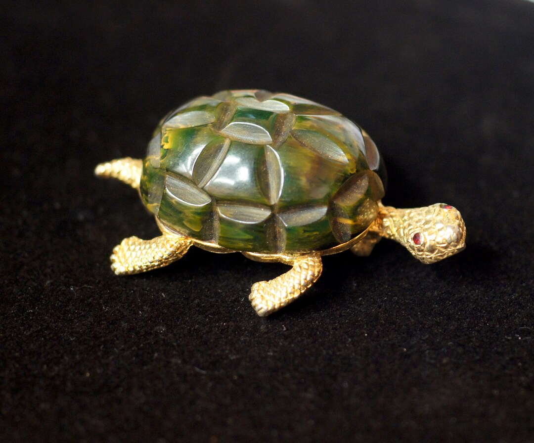 Vintage CADORO Jade-tone Bakelite Turtle Pin Brooch - Etsy