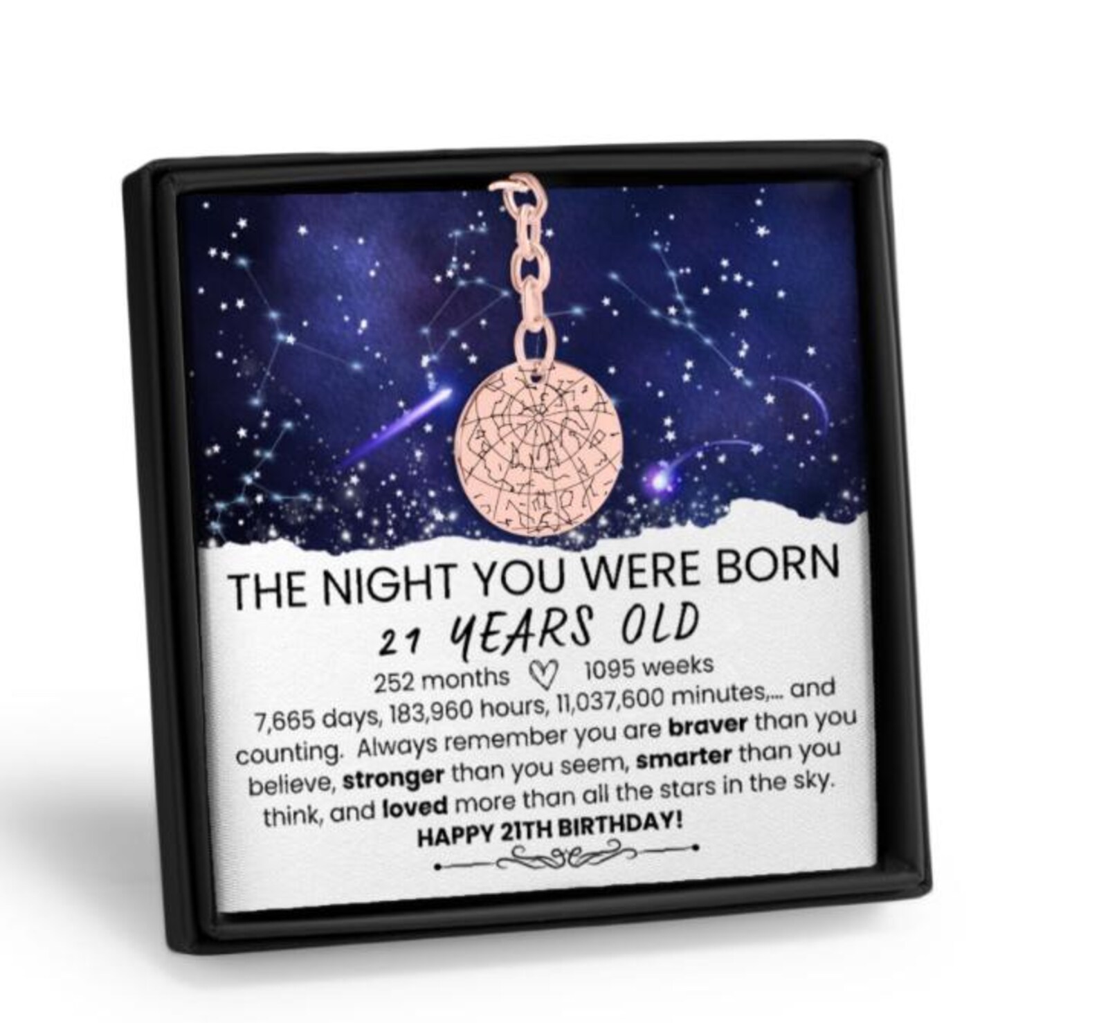 21st Birthday Gift for Him Her, Custom Star Map Keychain for 21st ...