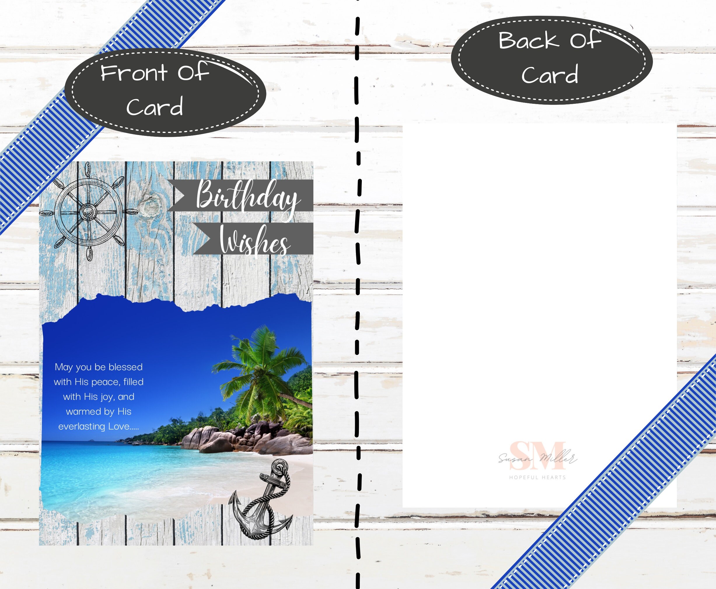 Printable Beach Birthday Greeting Card, Digital Download 5x7 Inch ...