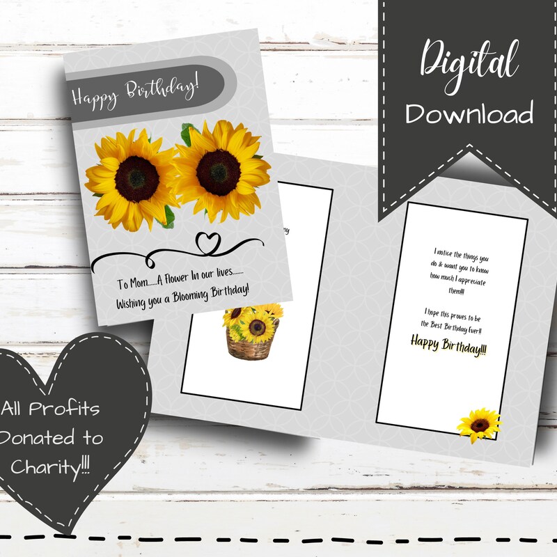 Sunflower Birthday Cards - Etsy