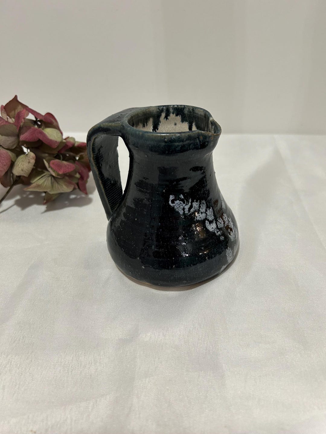 Biot Pottery Blue Stoneware Pitcher From Provence Vintage 80s Milk Jug ...