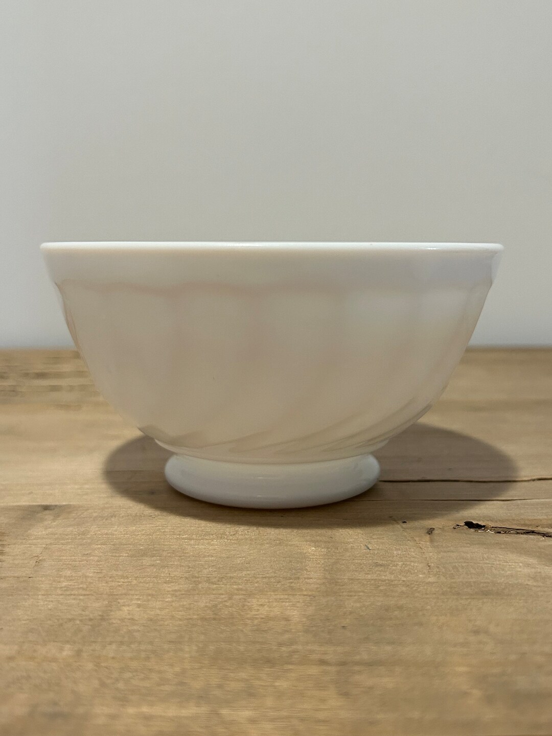 White Bowl Opaque Milk Glass Fluted Model Vintage 50s Arcopal France ...
