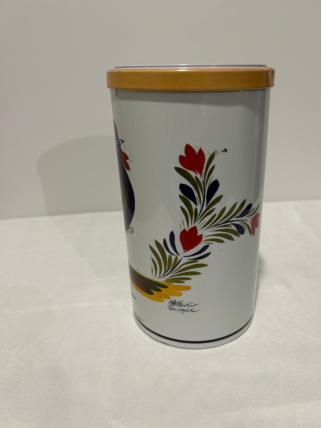 RARE Metal Box Sheet Metal HB Henriot Quimper COQ Pattern Made in ...