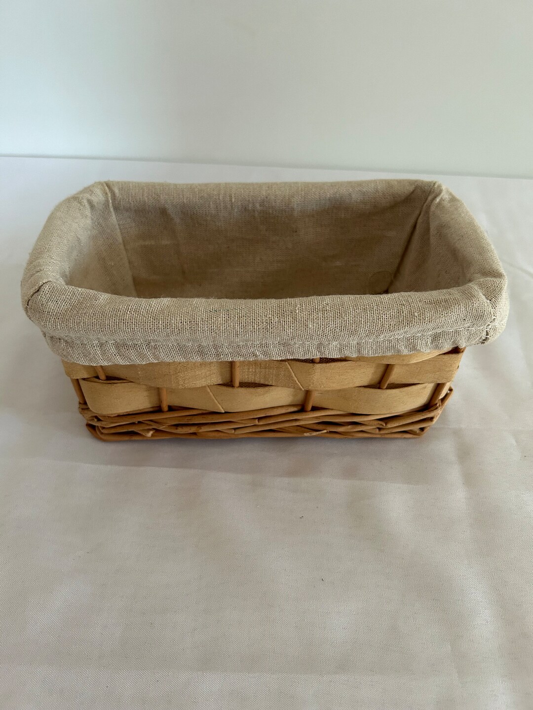 Vintage Rectangle Basket Basket in Wicker & Wooden Blade/rattan Basket ...