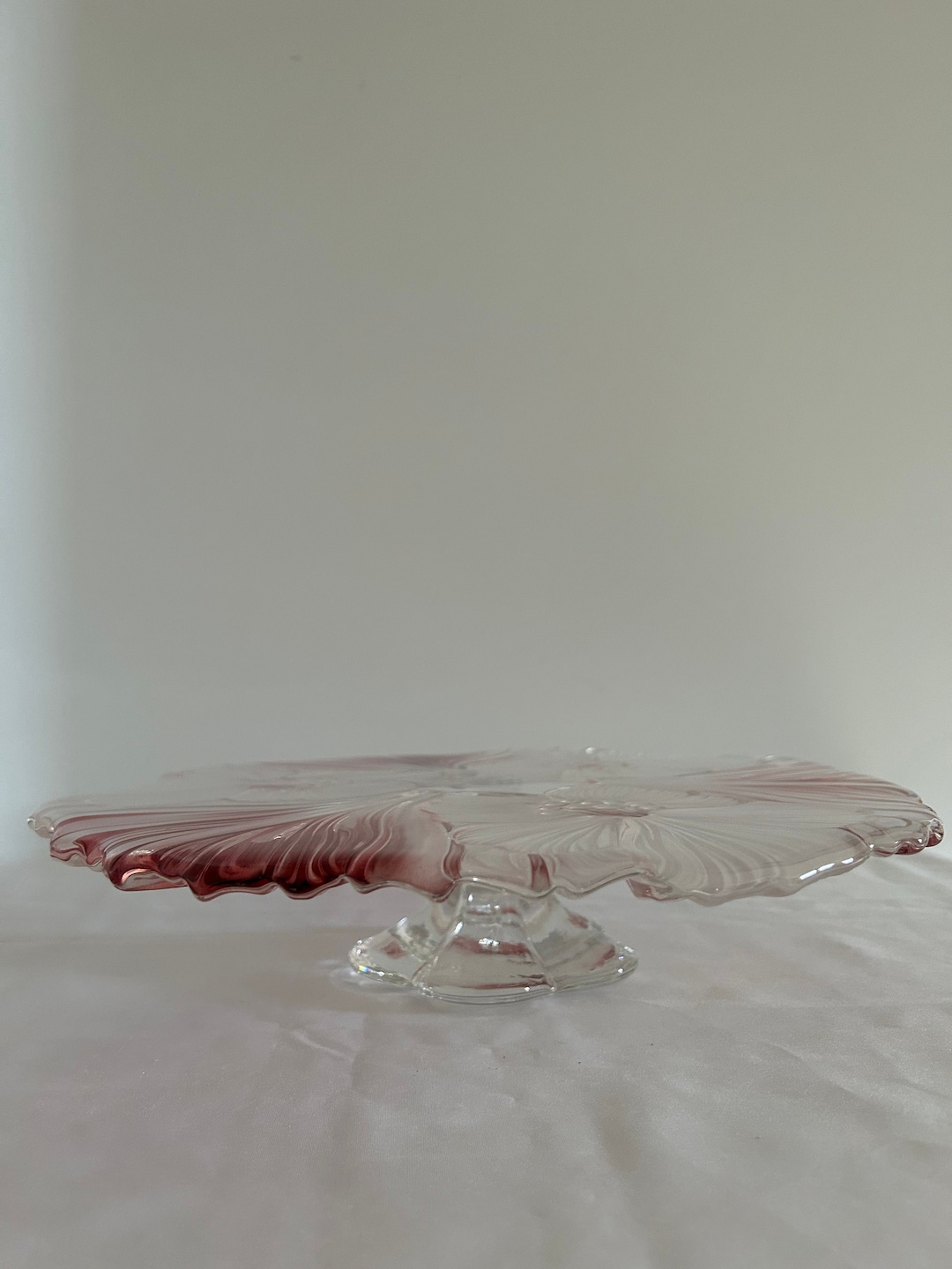 Large Cake Display Plate in Frosted Crystal Glass 1970s /compotier on ...