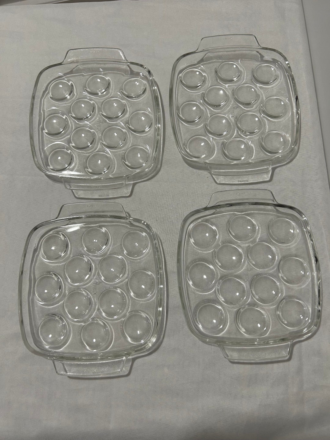 4 Snail Plates in Pyrex Transparent Glass France Vintage/eared Culinary ...