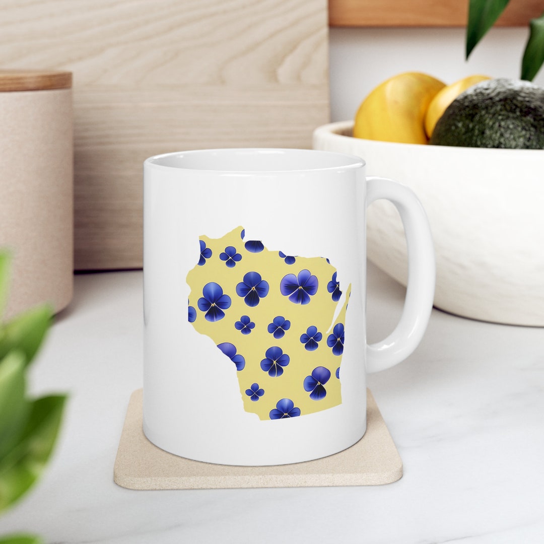 Wisconsin State Flower Wood Violet Home State 11oz White Ceramic Mug ...