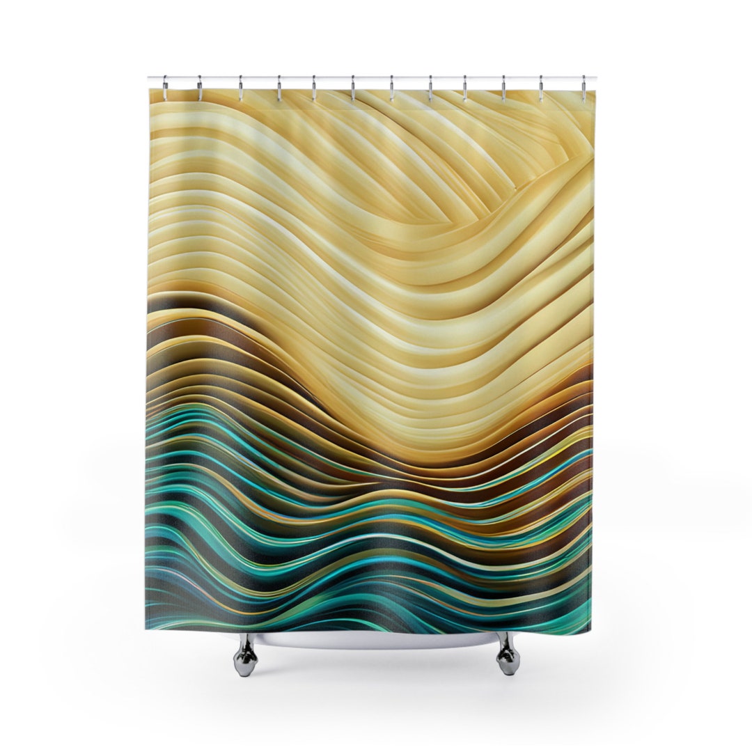 Abstract Serenity Waves Shower Curtain Soothing Swirls Of Sand And Sea