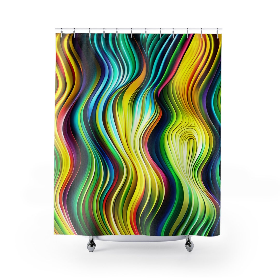 Psychedelic Swirls Vibrant Groove Shower Curtain Colorful Abstract Bath ...