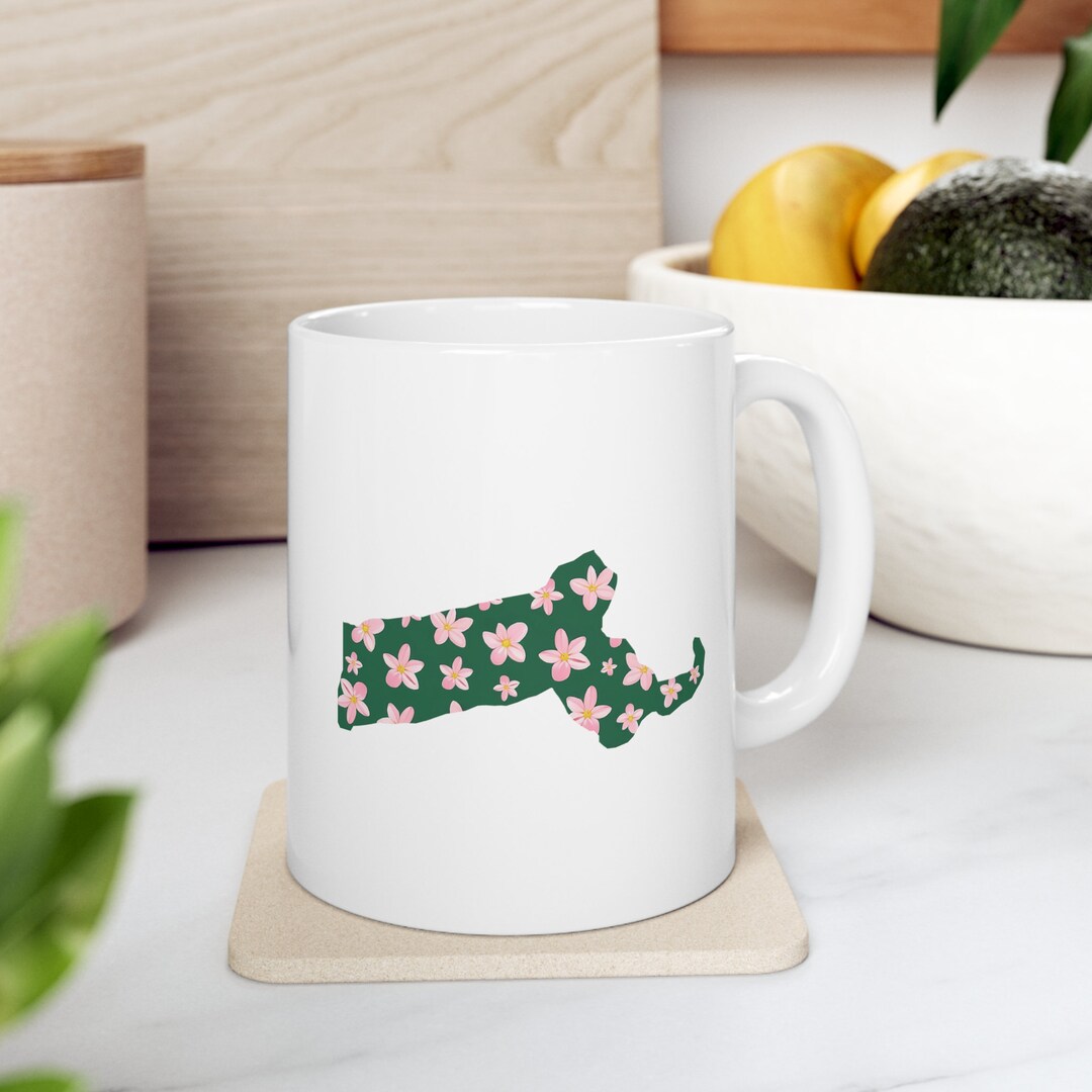 Massachusetts State Flower Mayflower Home State 11oz White Ceramic Mug ...