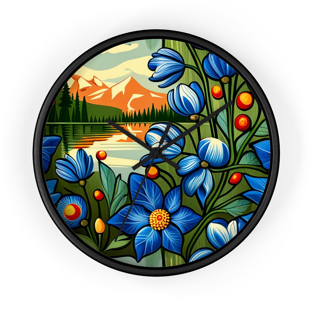 Enchanted Wilderness Timekeeper | Serene Mountain Vista & Lustrous Blue ...