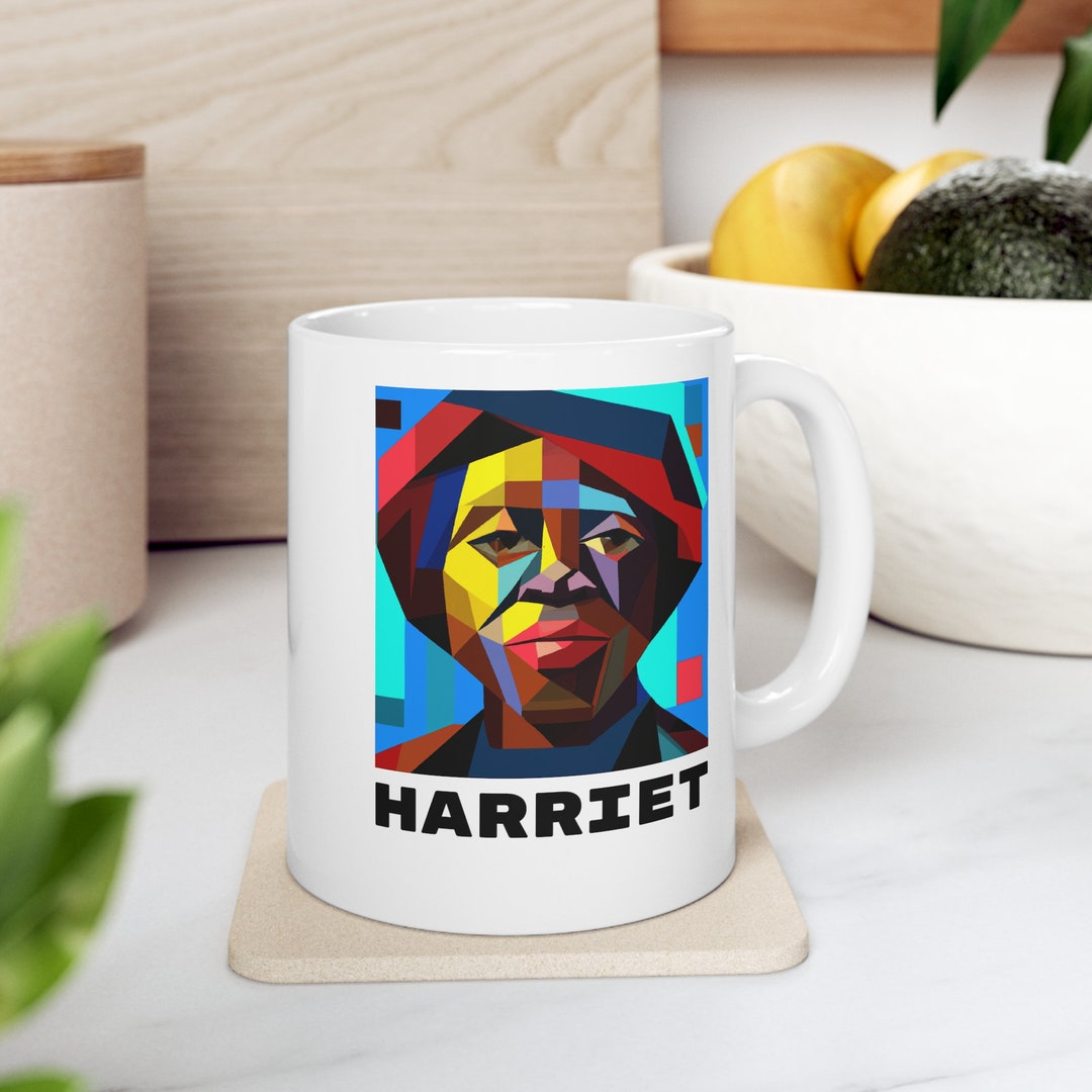 Harriet Tubman Abstract Colorful Artistic Portrait White Ceramic Mug ...