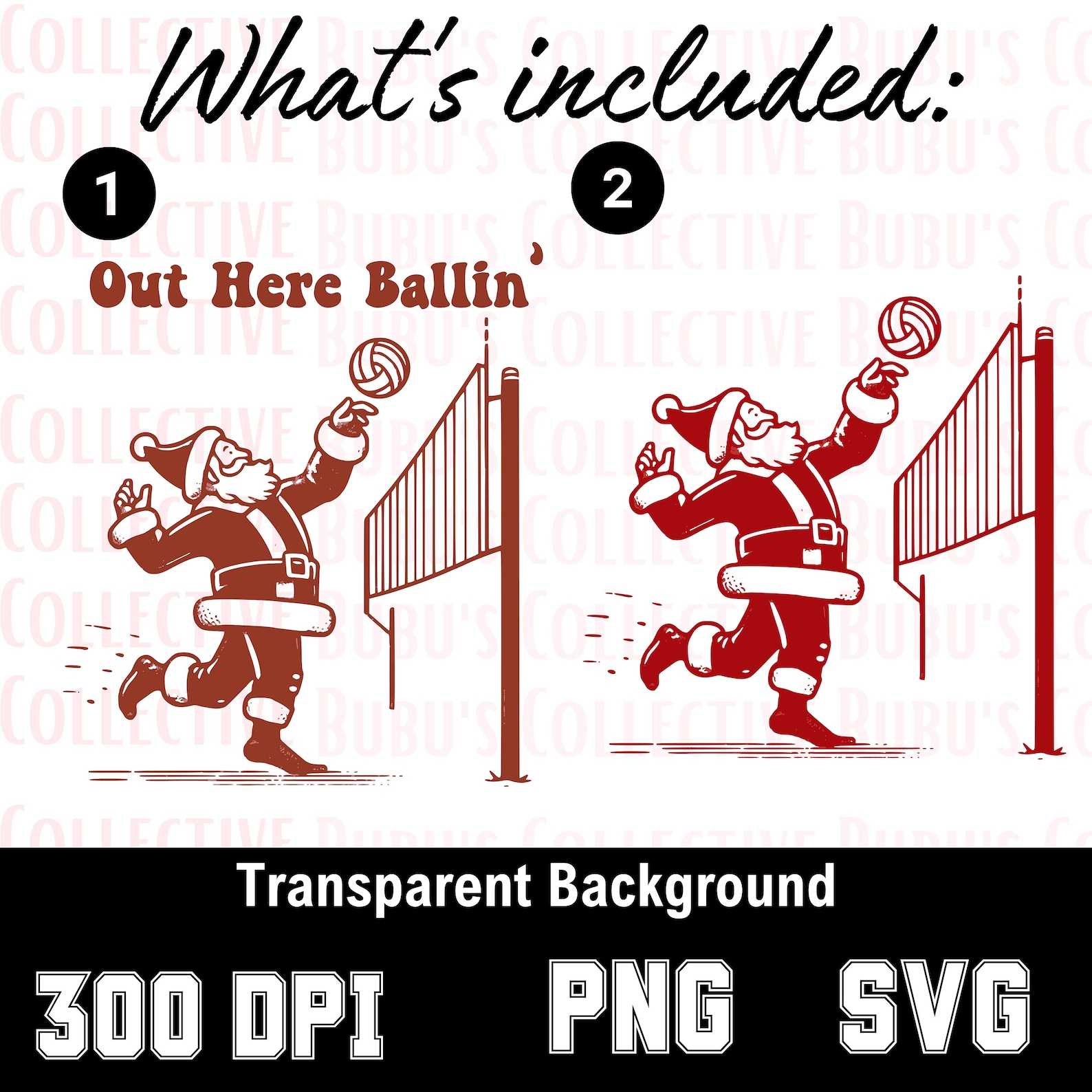 Volleyball SVG Christmas Out Here Ballin Funny Cottagecore Volley Ball ...