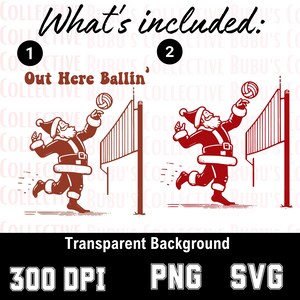 Volleyball SVG Christmas Out Here Ballin Funny Cottagecore Volley Ball ...