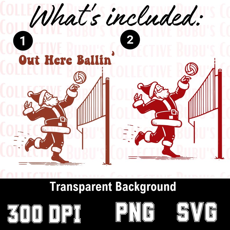 Volleyball SVG Christmas Out Here Ballin Funny Cottagecore Volley Ball ...
