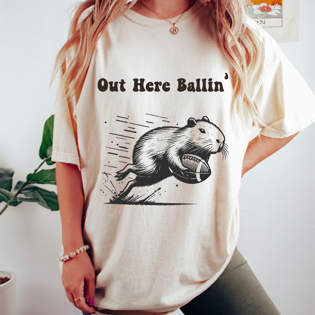Capybara Football SVG, Out Here Ballin PNG, Funny Cottagecore Retro ...
